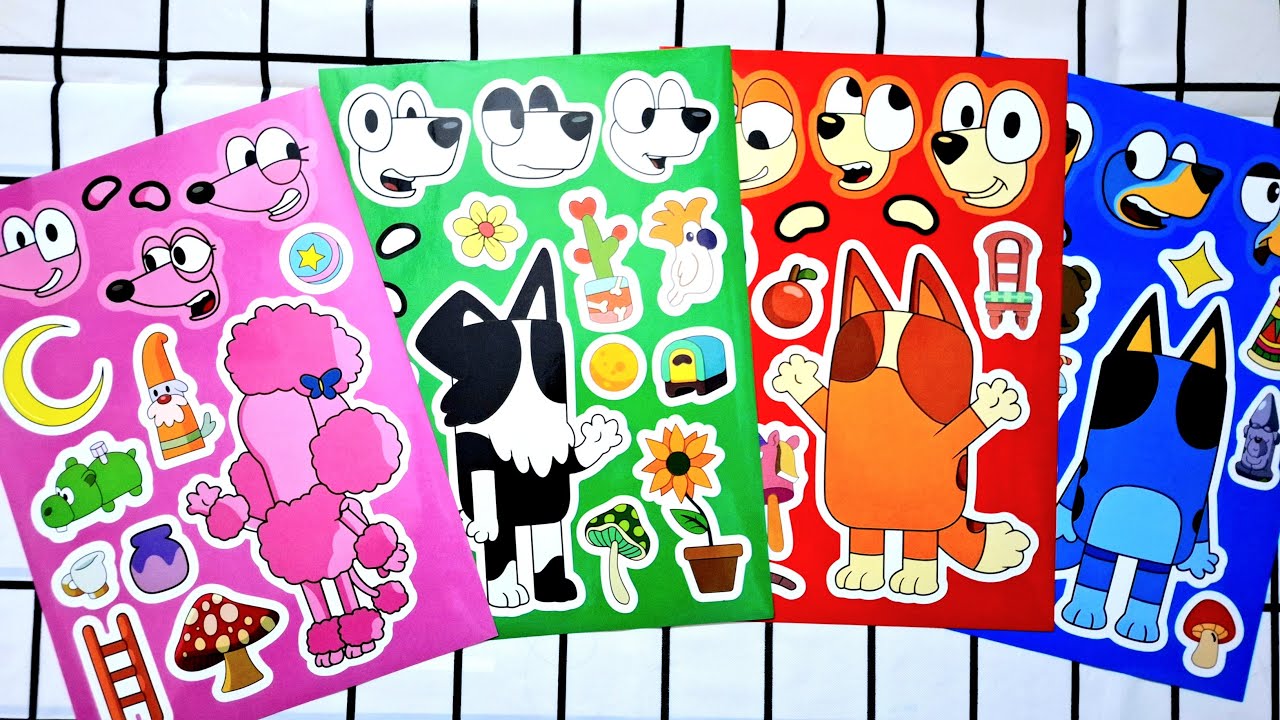 Bluey DIY Silly Face Stickers with Bingo, Coco, Honey Dolls - YouTube