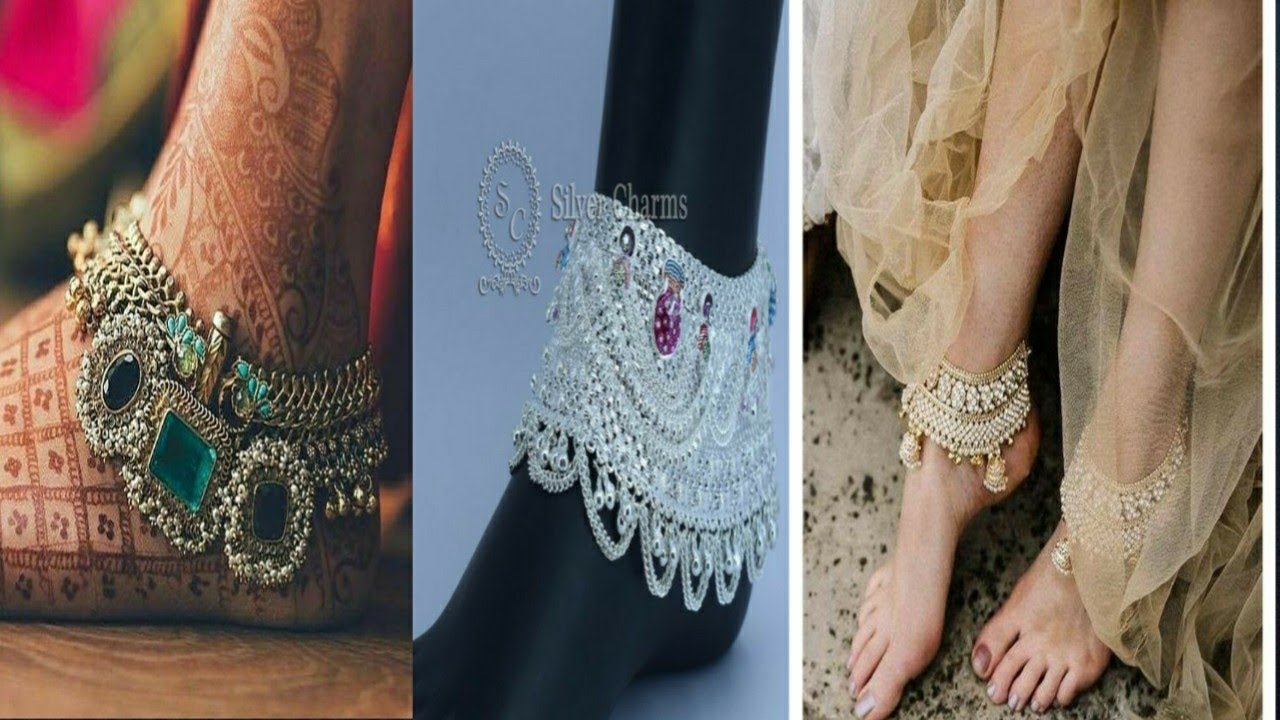bridal payal designs/ bridal ankets designs/pelli kuthiri kalla pattilu ...