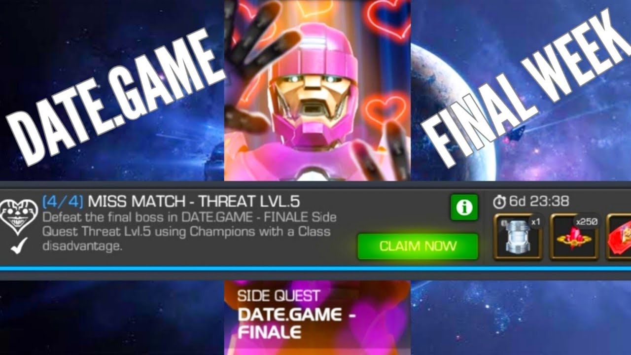 Date Game Side Quest Week 4 Final Threat Level 5 Boss Sentinel Mcoc ...