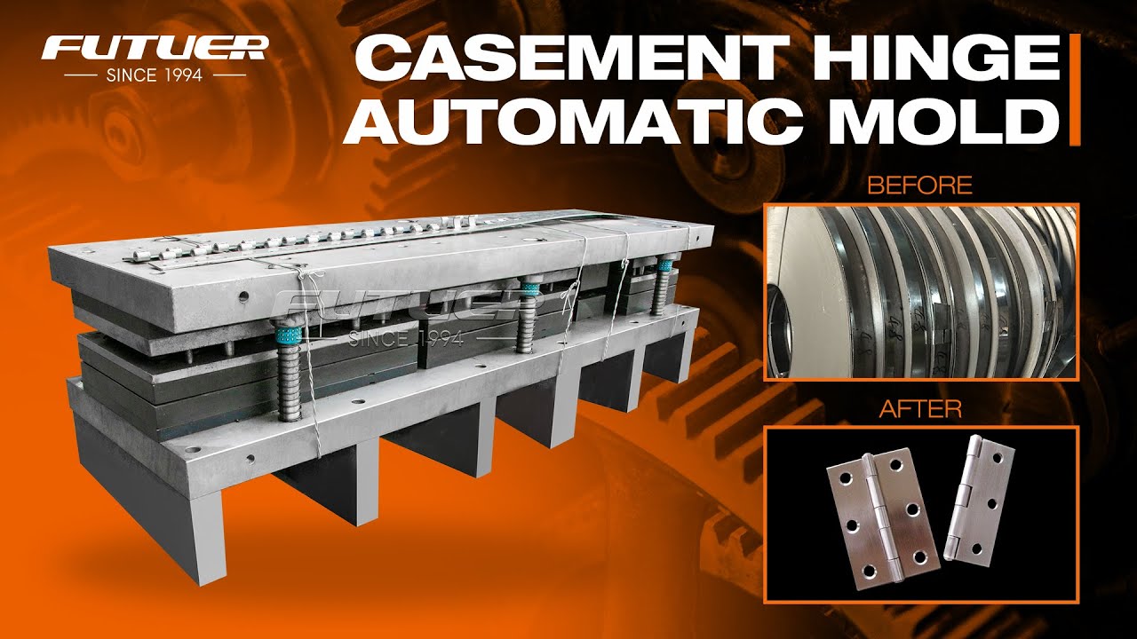 Casement Automatic Hinge Mold,realize cutting, rolling, edge extrusion and full circle - YouTube