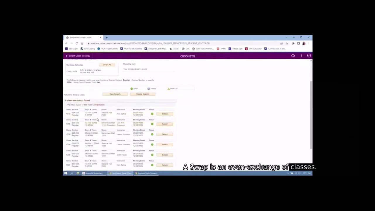 MySSU - Swapping a class using the search method - YouTube