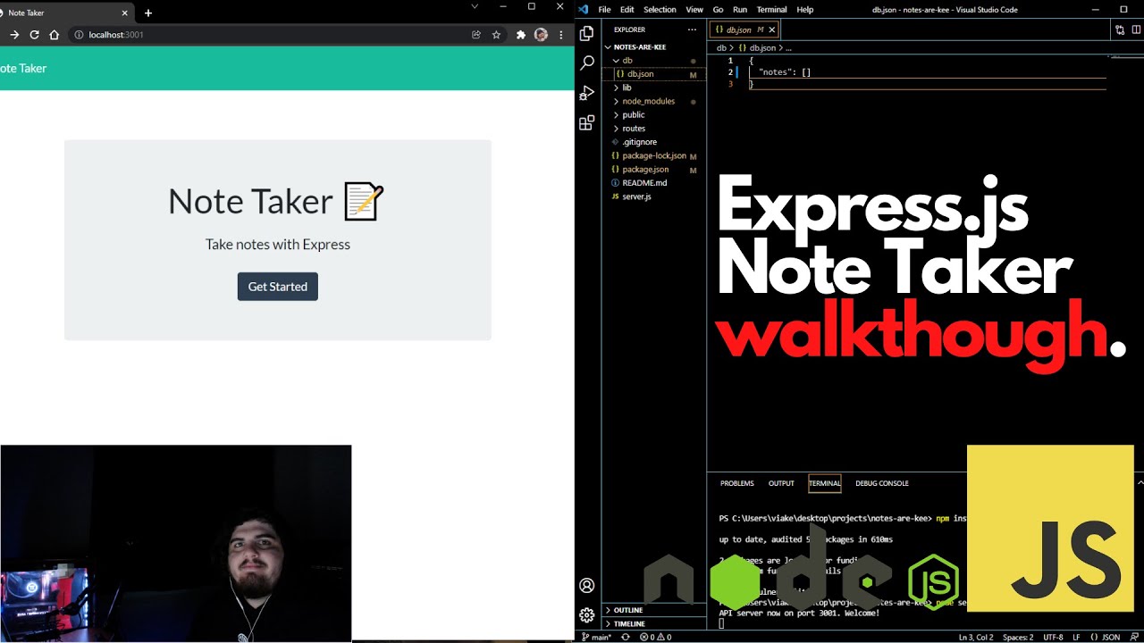 2022 NOTE TAKER APP EXPRESS.js DEMO - YouTube