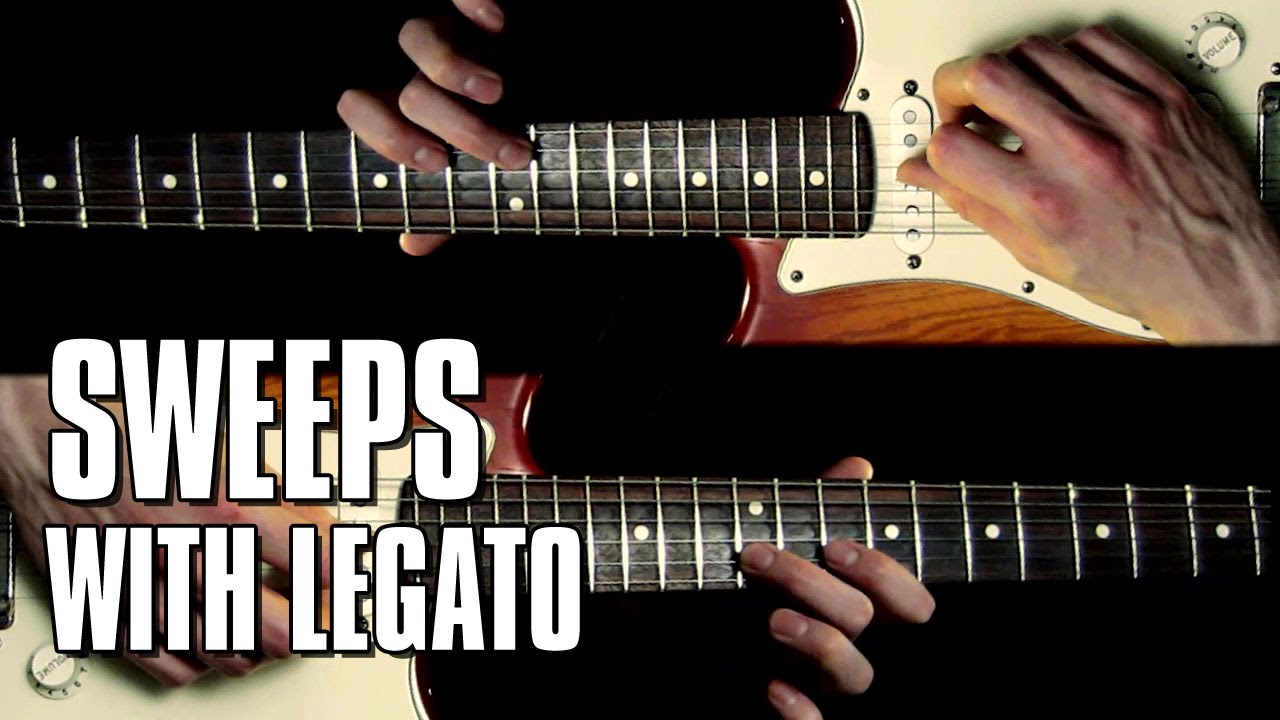Three-string sweeps combined with legato - YouTube