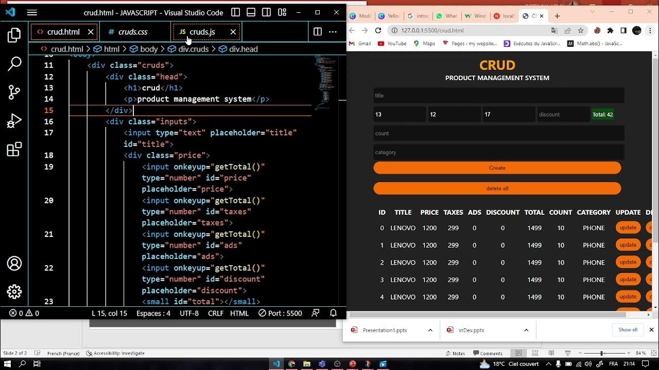65. JavaScript: Interface CRUD (by Azmy) - YouTube