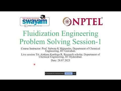 NPTEL-Fluidization Engineering July 2023 Problem solving session-Week 1 - YouTube