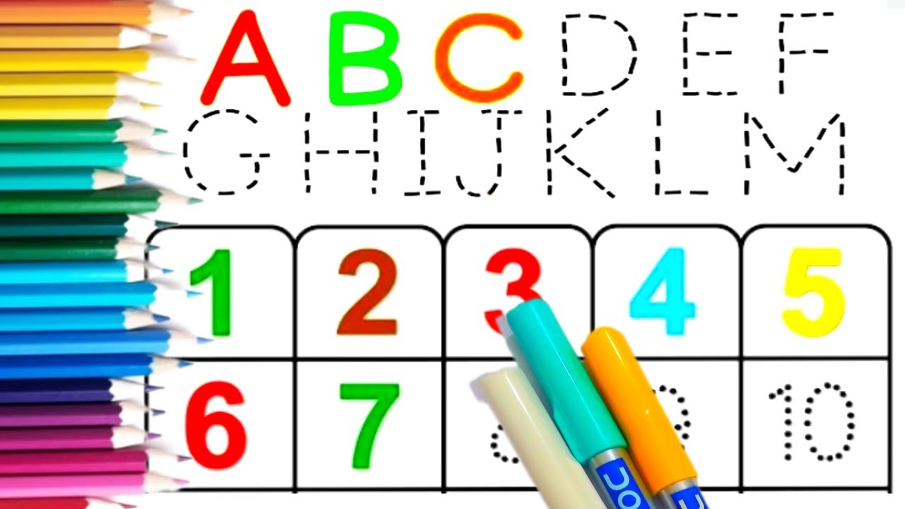 A for apple b for ball capital alphabet 12345 counting for kids ABCD ...