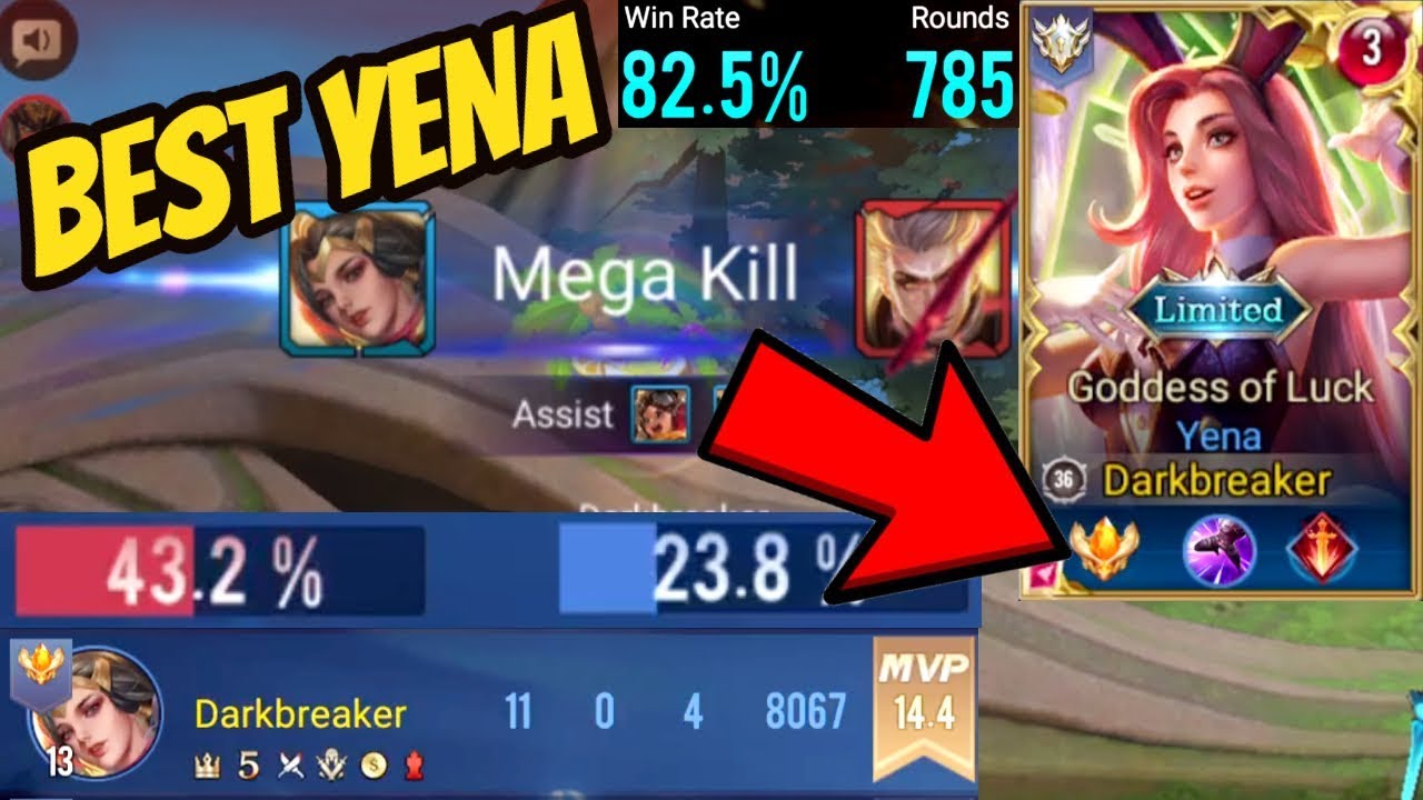 TOP 1 YENA MEGA KILL - BEST YENA GAMEPLAY 43% DAMAGE | AoV | 傳說對決 | RoV ...