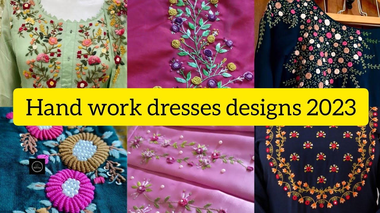 hand work kurta in ribbon dress design - YouTube