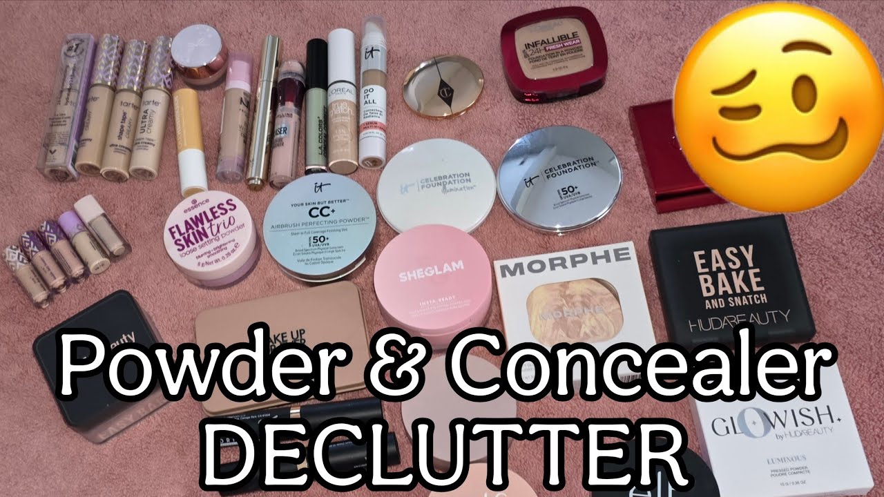 Decluttering my ENTIRE makeup collection | Concealers & Powders # ...