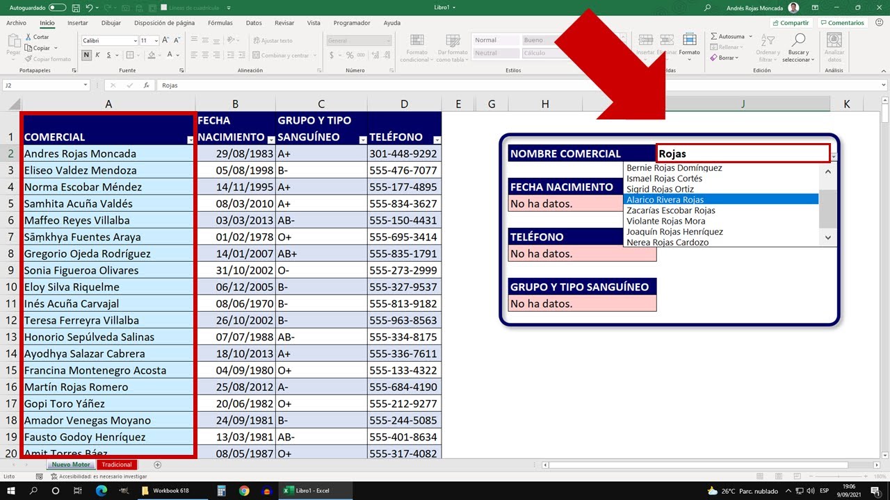 Crear LISTAS DESPLEGABLES AUTOCOMPLETABLES en Excel Sin Macros - YouTube