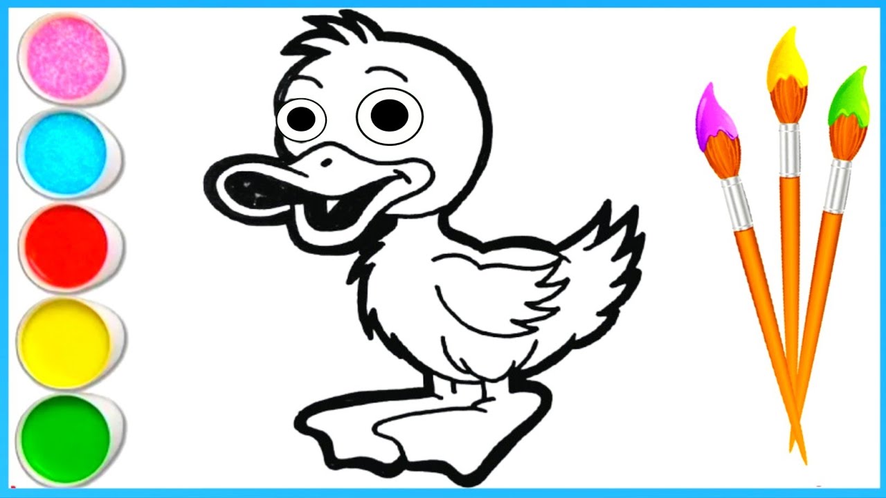 Easy Cute Duck Drawing, painting for Kids, Toddlers, learn Duck Drawing ...