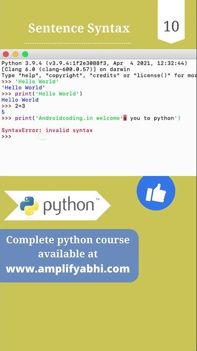 Python : Print a sentence in proper syntax | one line code | #shorts #amplifyabhi | py 10 - YouTube