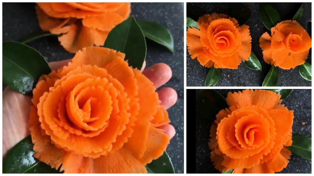 Art in Carrot Rose Show | Cucumber Carving Garnish | Carrot Rose - YouTube