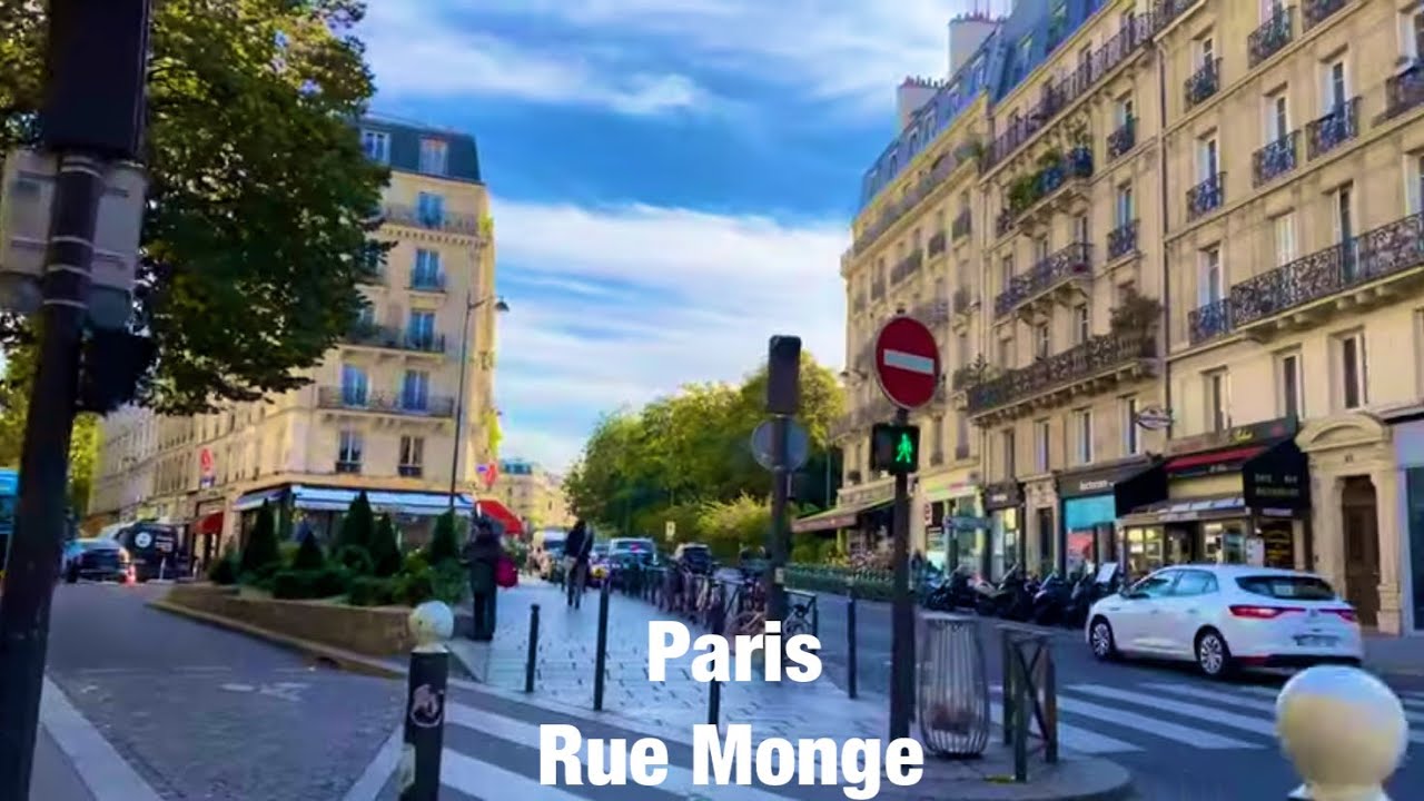 Paris city walks Rue Monge Paris, France 4K - YouTube
