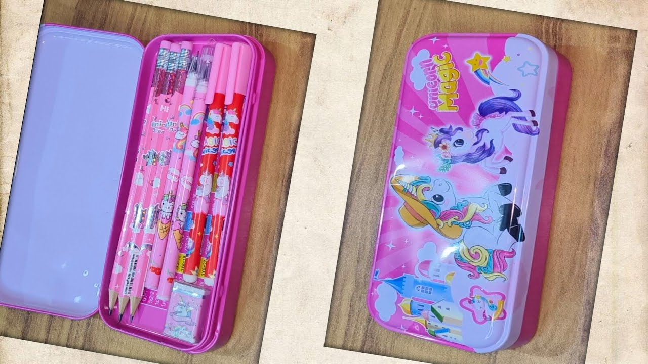 Unicorn magic pencil box with amazing Stationery collection - YouTube