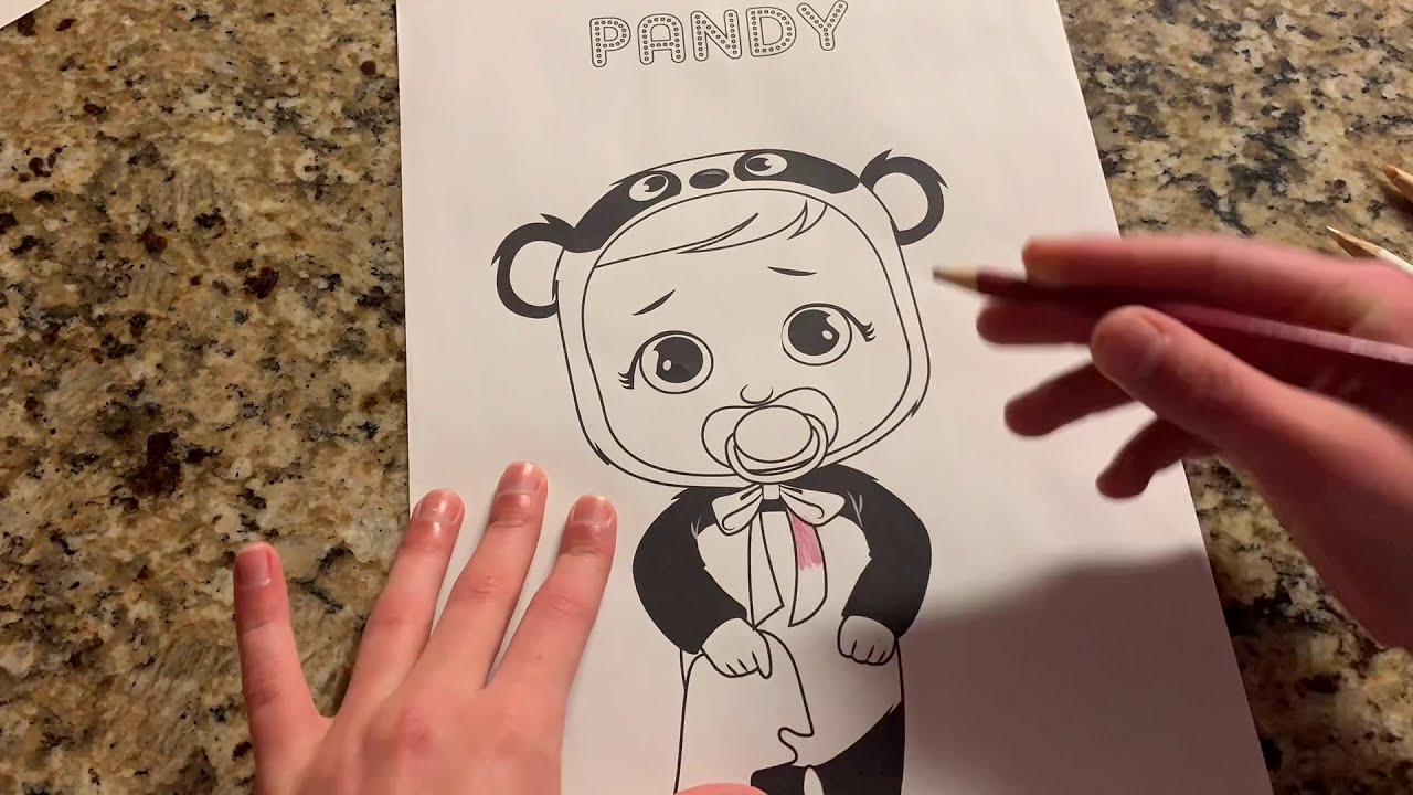 Ryleigh Colors Pandy| Cry Baby Coloring Page - YouTube