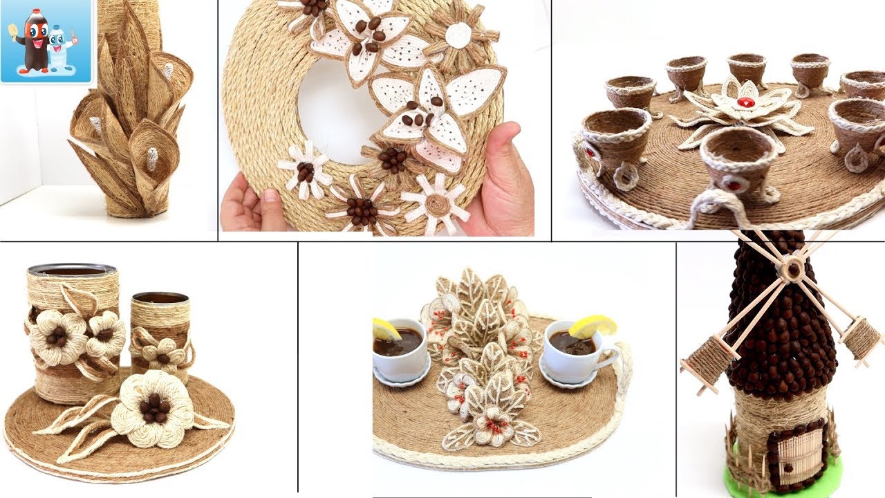 6 Beautiful Homemade Ideas from Jute Art and Craft - YouTube