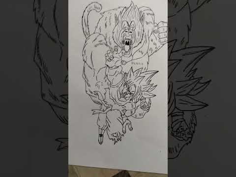 SSJ BLUE GOKU AND GREAT APE DRAWING - YouTube