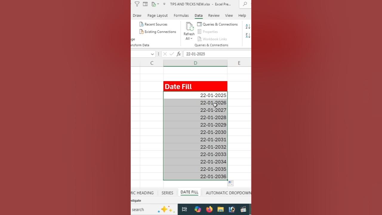 Master The Date Fill In Excel #exceltricks #excel #exceltutorial #date #exceltips #computer ...
