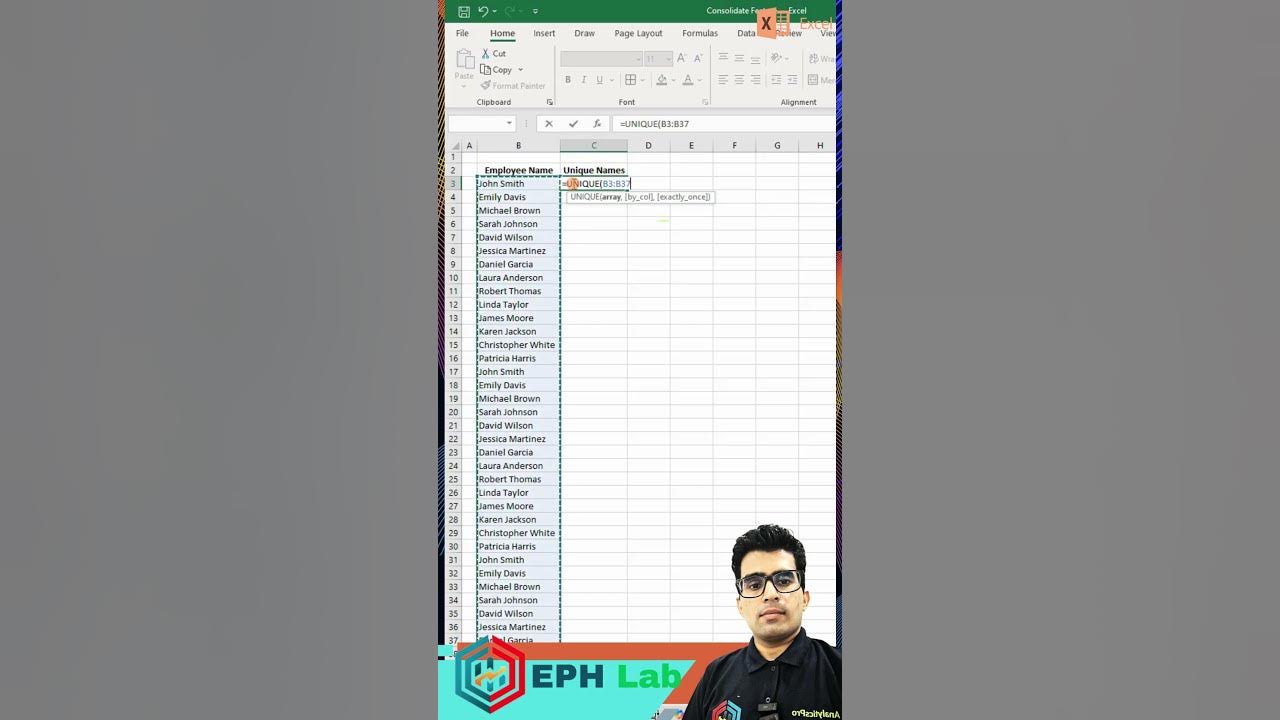 Extract Unique Data Using Unique Function In Excel Excel Excelforbeginners Excelforfresher 1096