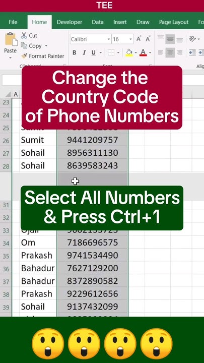 Add Country Code before Phone Numbers 🔥😎| Excel for fresher #excel #exceltricks #data #shorts ...