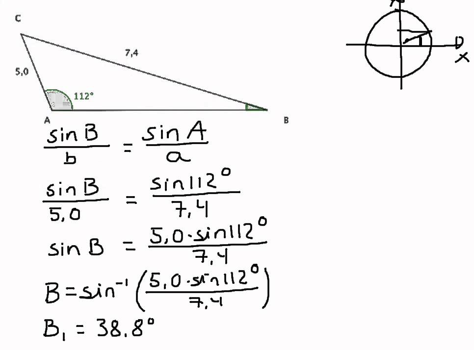 Trigonometri: Sinussetningen: eksempel på å finne vinkel - YouTube