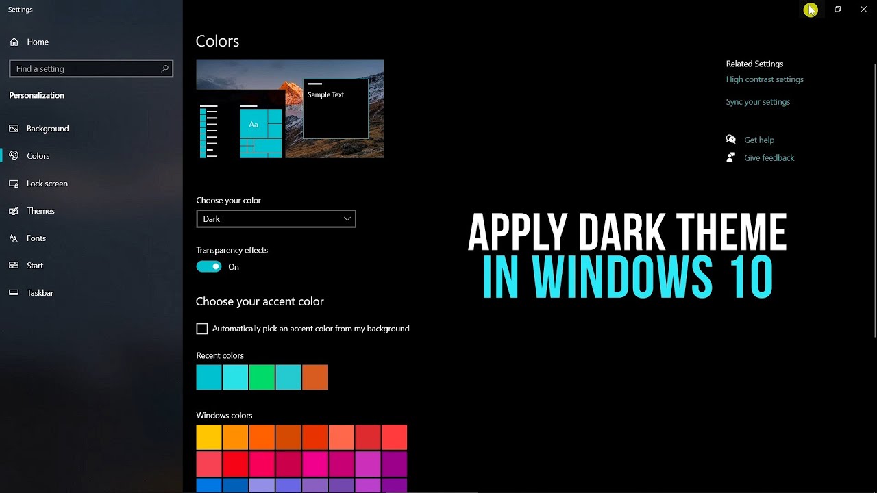 How to apply dark theme in windows 10 | easy way | black pepper tech ...
