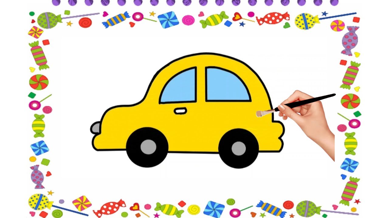 How To Draw A Cute Little Car Easy Drawing For Kids & Toddlers║Step By ...