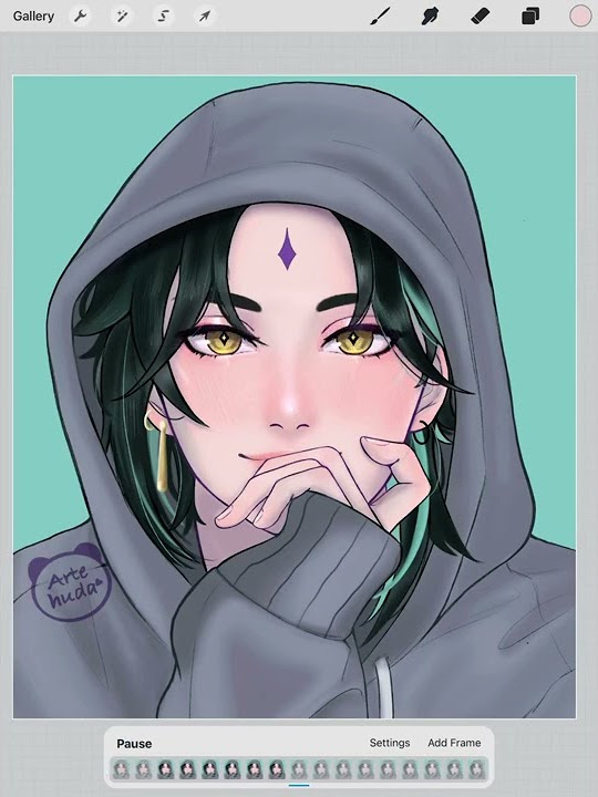 Xiao blinking animation in procreate - YouTube