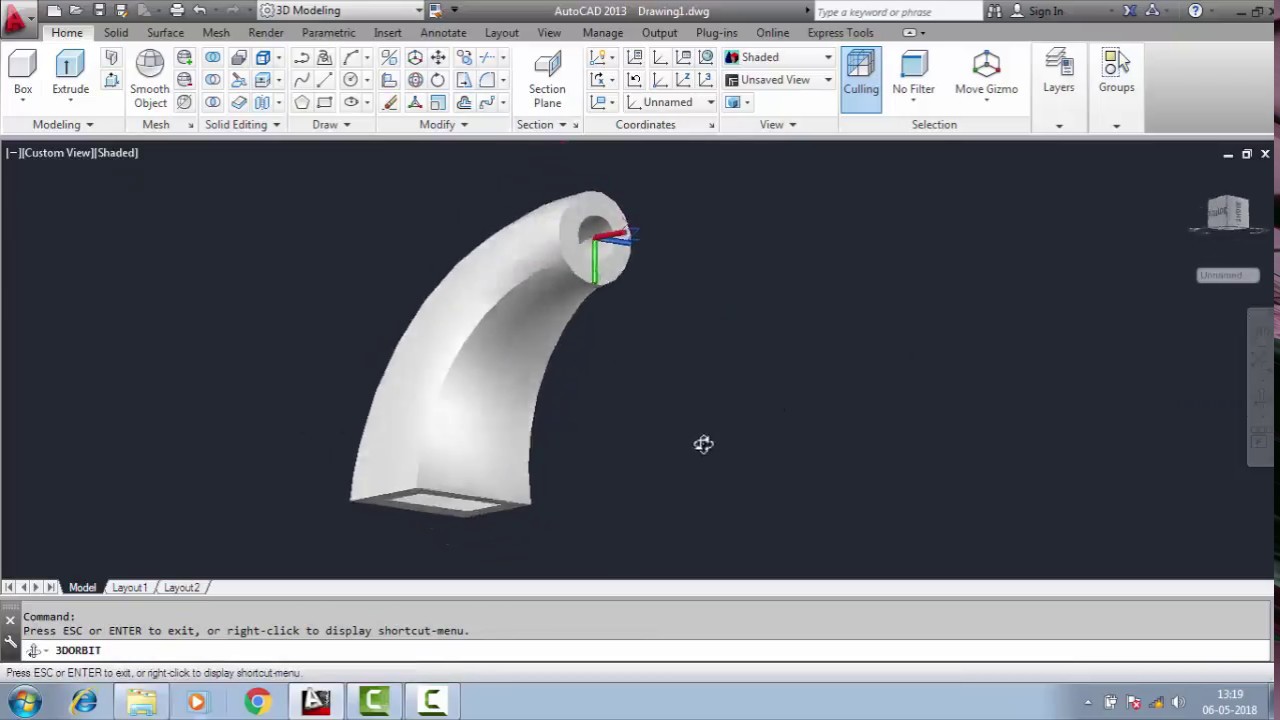 Loft Cut Through A Guide Curve By Using Subtract Tool In Autocad ...