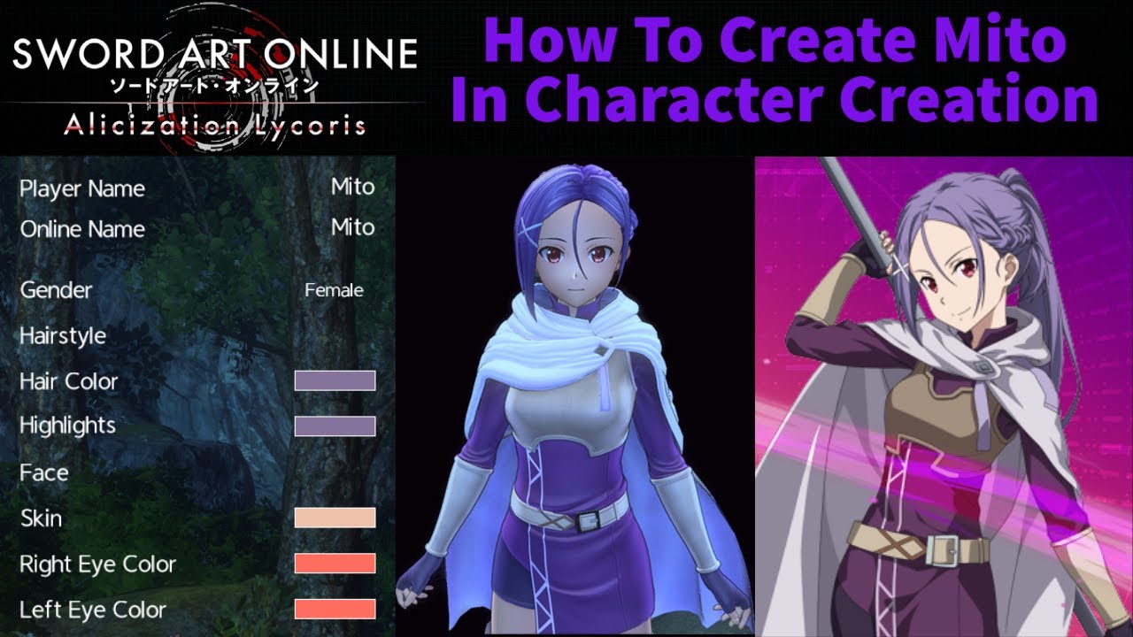 [SAOAL] How To Create Mito In Character Creation - YouTube