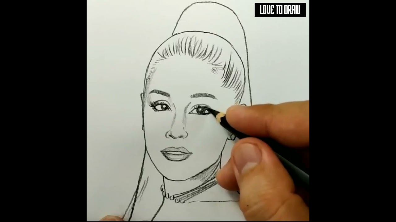 VERY EASY , how to draw ariana grande / learn drawing tutorial - YouTube