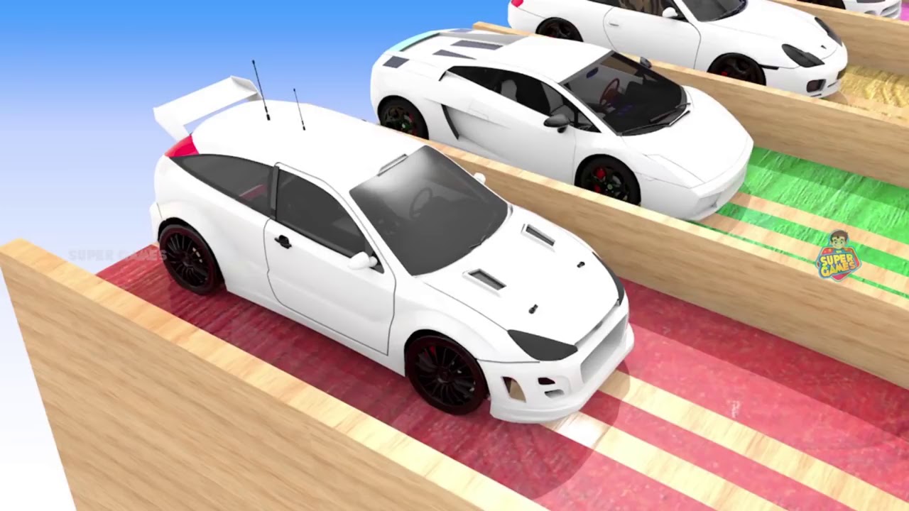 Super car with color water sliders - YouTube