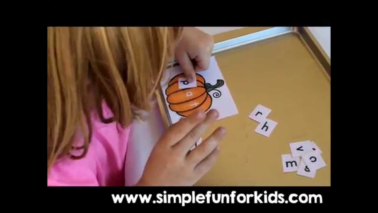 Simple Fun for Kids: -at Family CVC Word Pumpkins Printable - YouTube