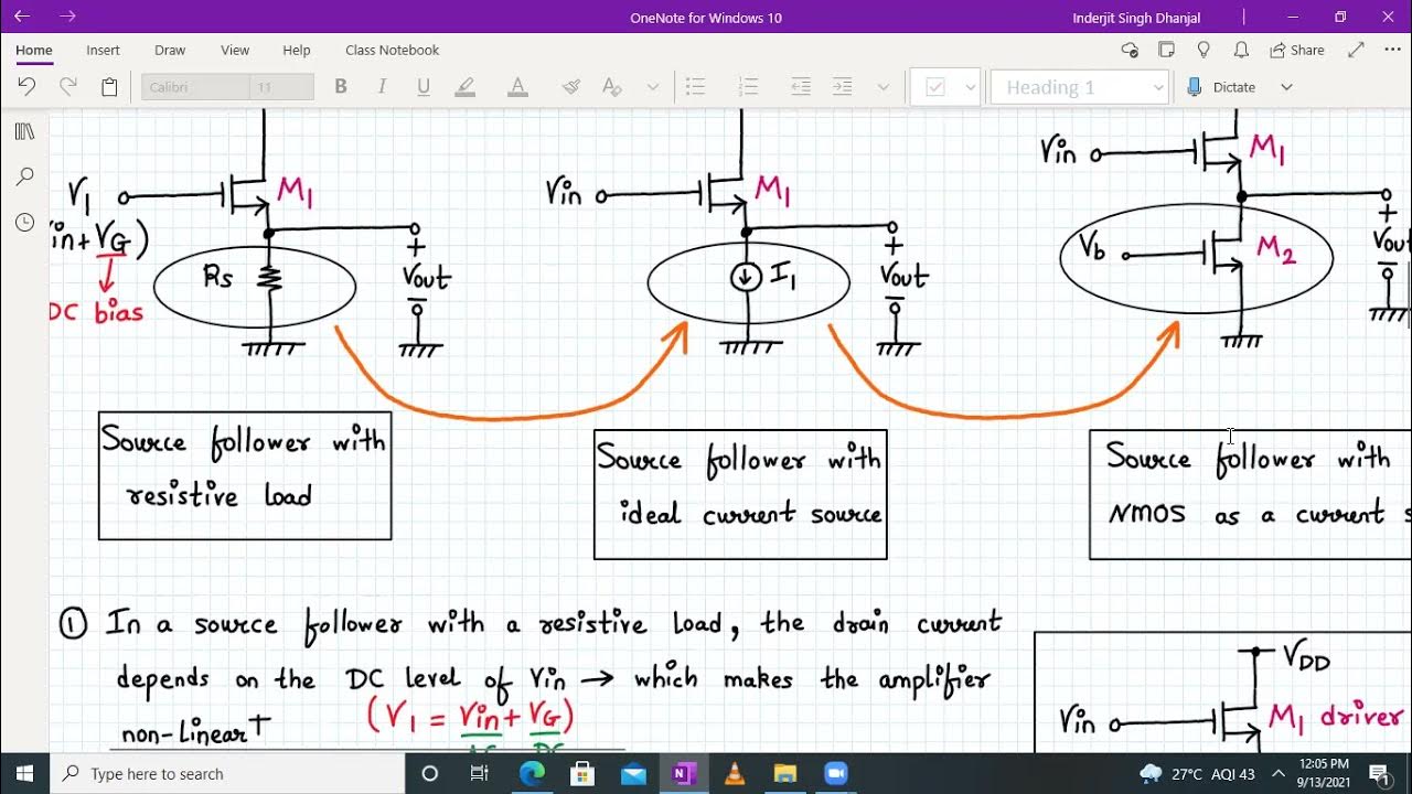 Analog VLSI Design Lecture 14 Part 1: Source follower amplifier with current source load - YouTube