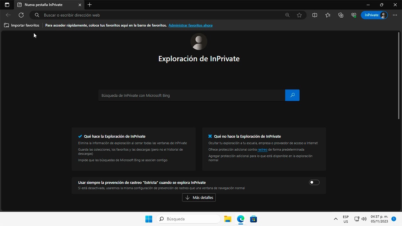 Abra una nueva ventana de navegación InPrivate (incógnito) en Microsoft ...