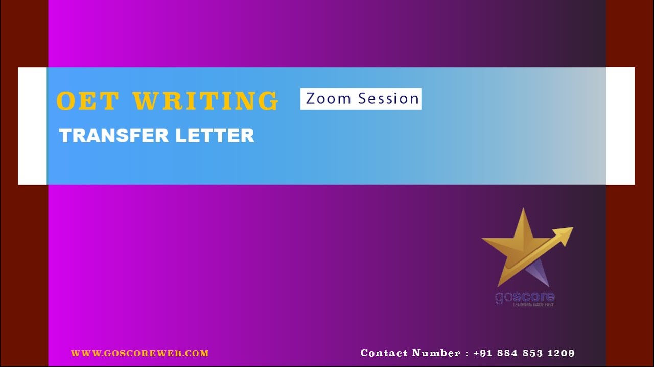 OET Writing | Zoom Session | Transfer Letter | Goscore - YouTube