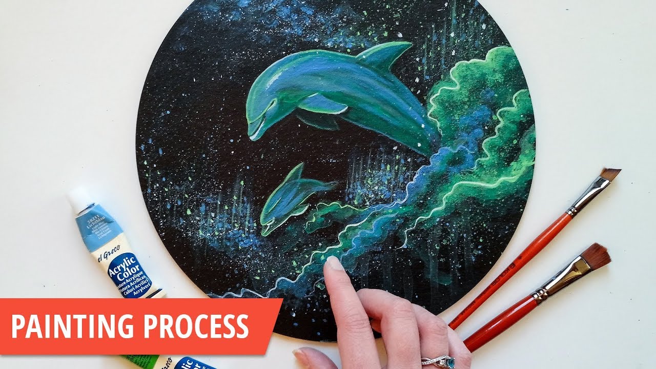 Acrylic painting of dolphins (4 min) - YouTube