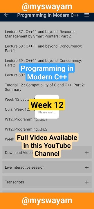 Week 12 Programming in Modern C++ #nptel #assignment #solved #swayam #education #shorts - YouTube