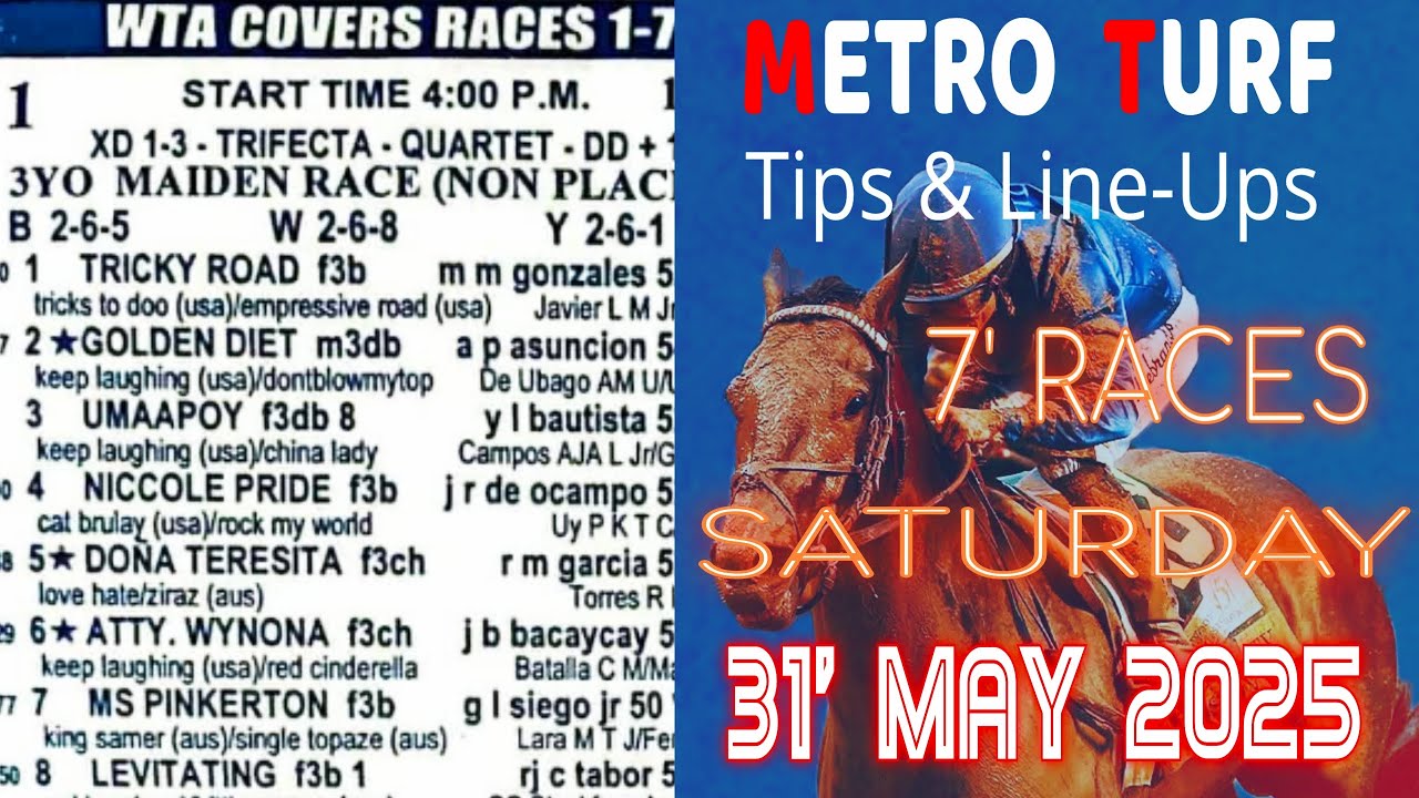 METRO TURF LIVE RACING KARERA TIPS FOR SATURDAY | MAY 31, 2025 | 4:00 ...