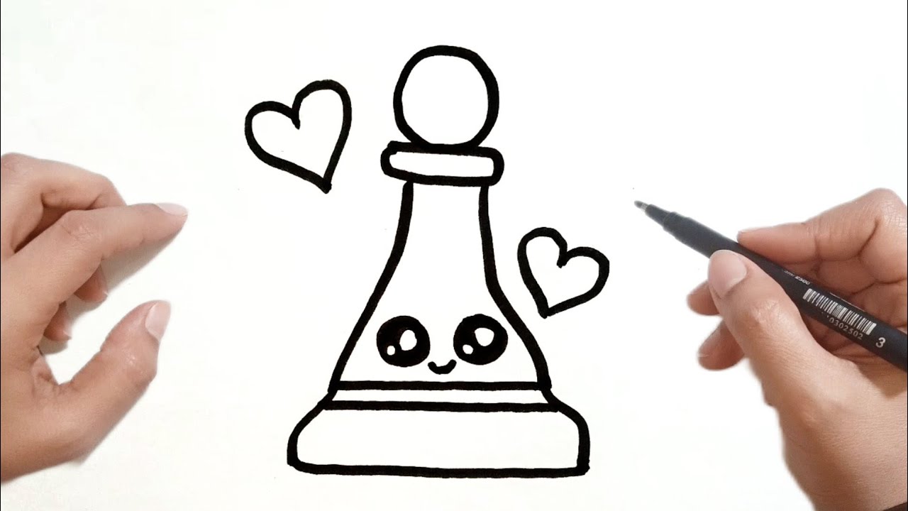 كيف ترسم بيدق شطرنج كيوت خطوة بخطوة رسم سهل رسم كيوت بسيط وسهل تعليم الرسم للمبتدئين Youtube