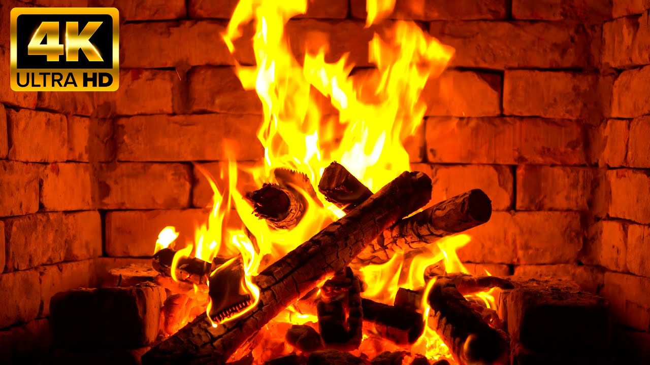 Fireplace Burning Ambience with Crackling Fire Sounds🔥Fireplace 4K&Log ...