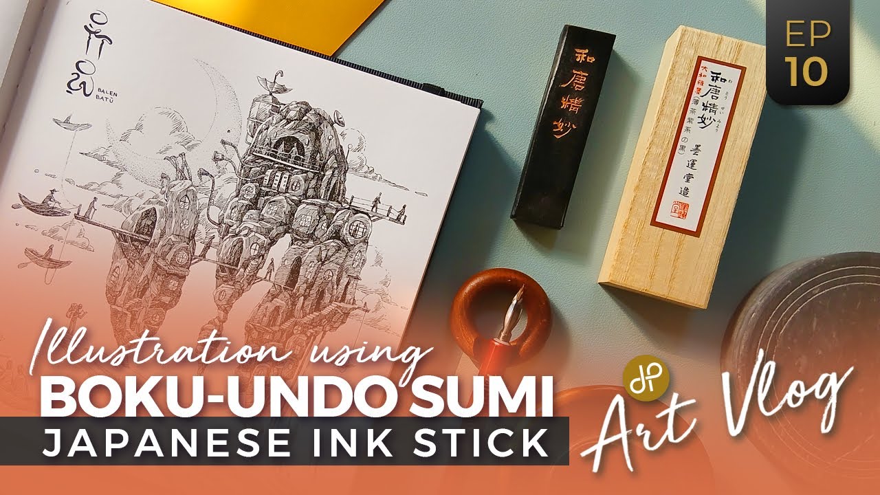 Surreal Illustration Using Boku-Undo Japanese Sumi Ink Stick - ARTVLOG ...
