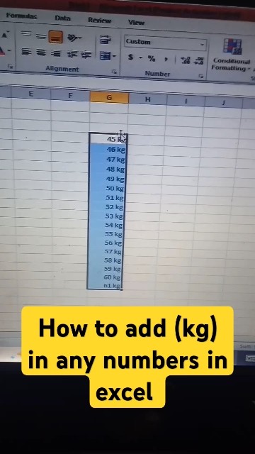 numbers me (kg) add kaise kare |how to add kg in any numbers #excel # ...