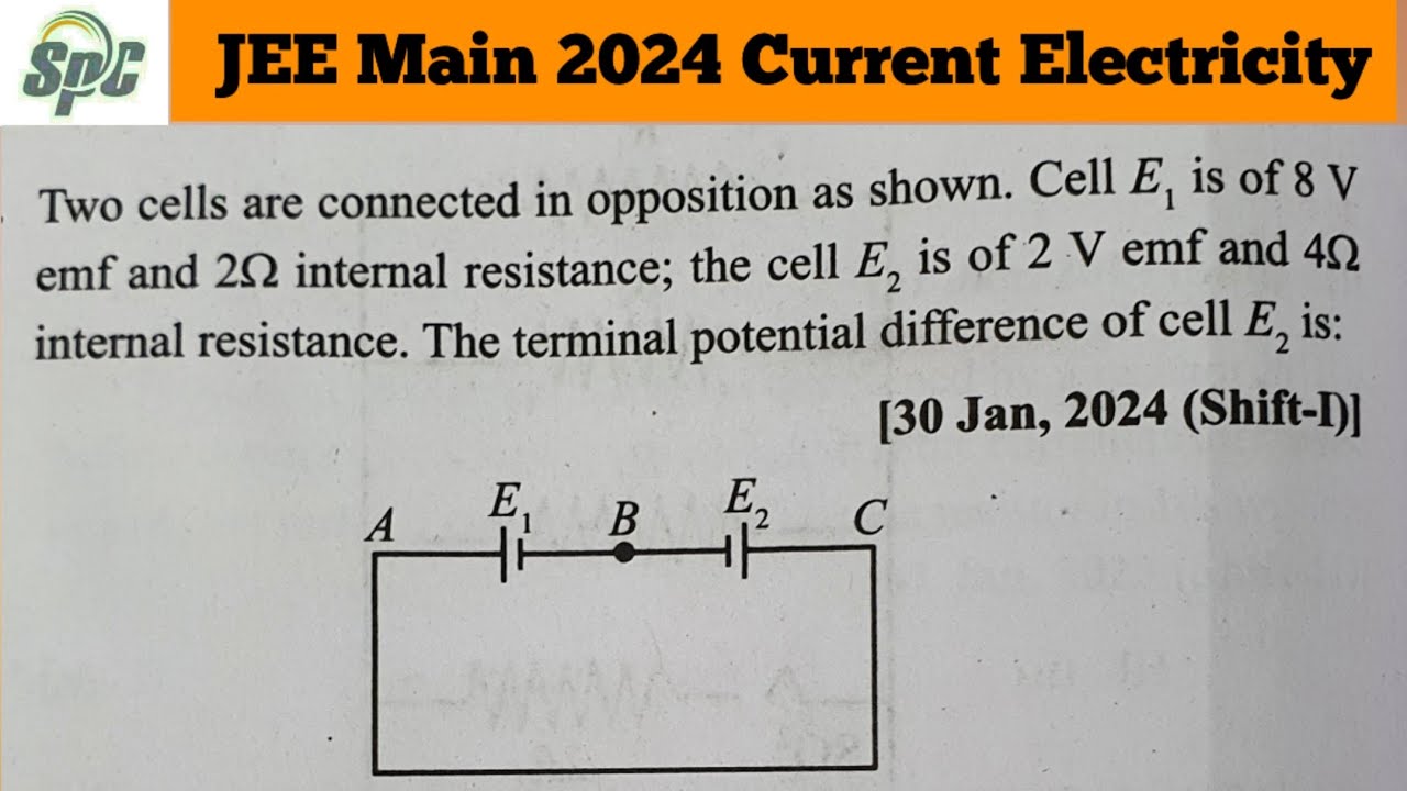 Two cells are connected in opposition as shown. cell E1 is of 8 V emf ...