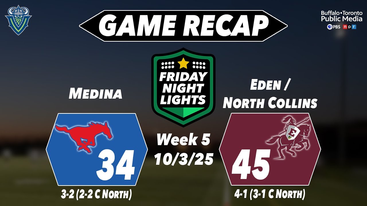 Medina Mustangs vs Eden/North Collins Raiders Game Recap | Friday Night ...