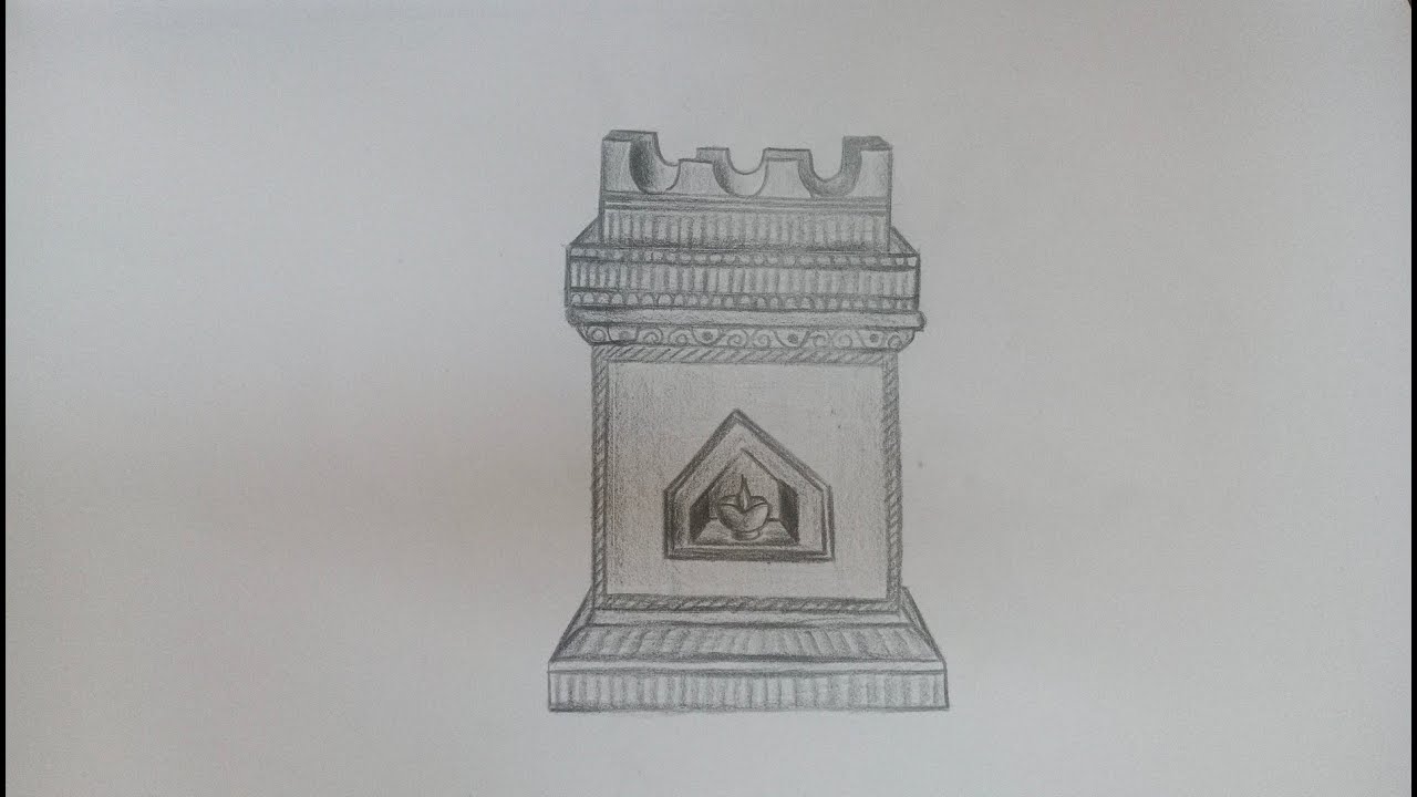 How to draw very easy Thulasi maadam(துளசி மாடம்)//easy drawing //Vel's ...