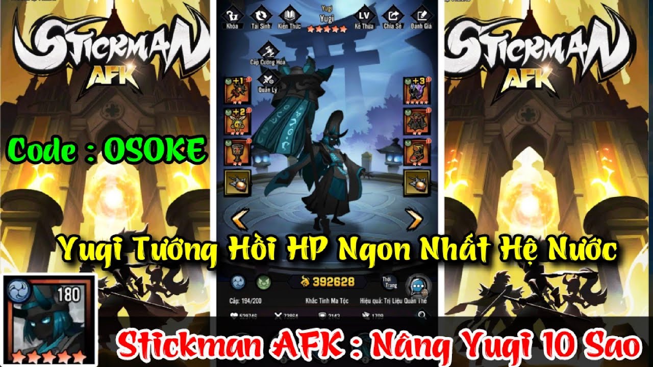 Stickman AFK - Nâng Yugi 10 Sao Tướng Buff HP Ngon Nhất Hệ Nước - Code ...