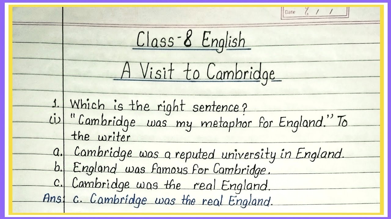 A Visit To Cambridge Class 8 Question Answer Honeydew Class 8 Chapter a-visit-to-cambridge-class-8-question-answer-honeydew-class-8-chapter