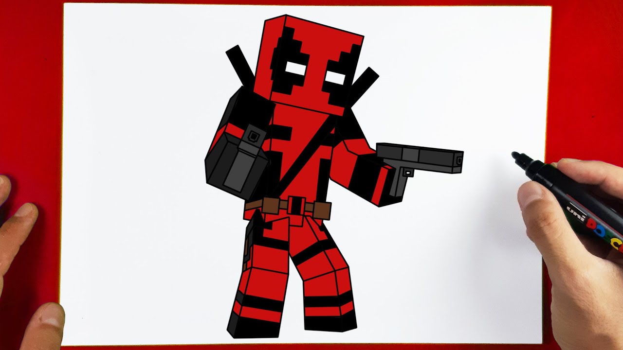 How To Draw Minecraft Deadpool | Step By Step Tutorial - YouTube